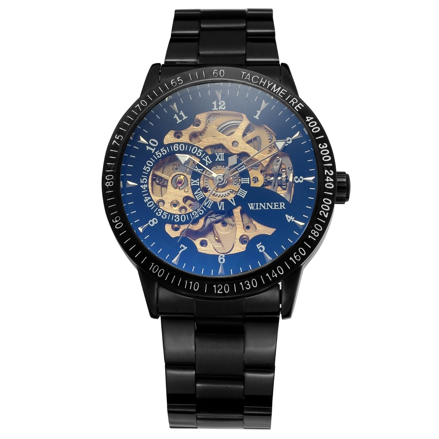 Ceas Mecanic Automatic Skeleton cu Bratara din Otel Inoxidabil ...