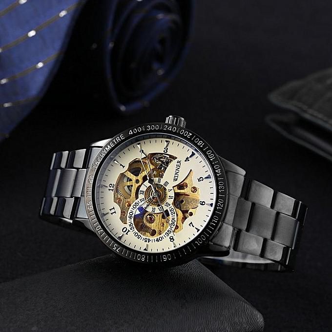 Ceas Mecanic Automatic Skeleton cu Bratara din Otel Inoxidabil ...