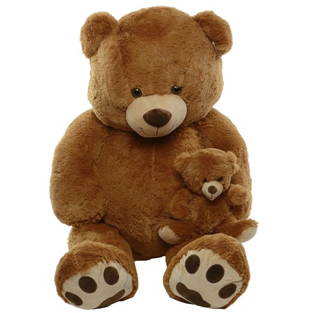Плюшена играчка Mappy Fluffy Friends, Мечка с мече, 130 см, Кафява ...