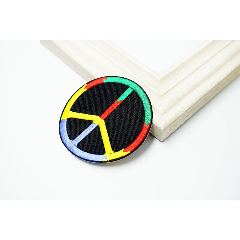 Petic textil / patch brodat World Peace Sign / Semnul pacii 7.5x7.5 cm ...