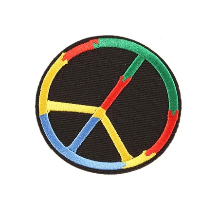 Petic textil / patch brodat World Peace Sign / Semnul pacii 7.5x7.5 cm ...