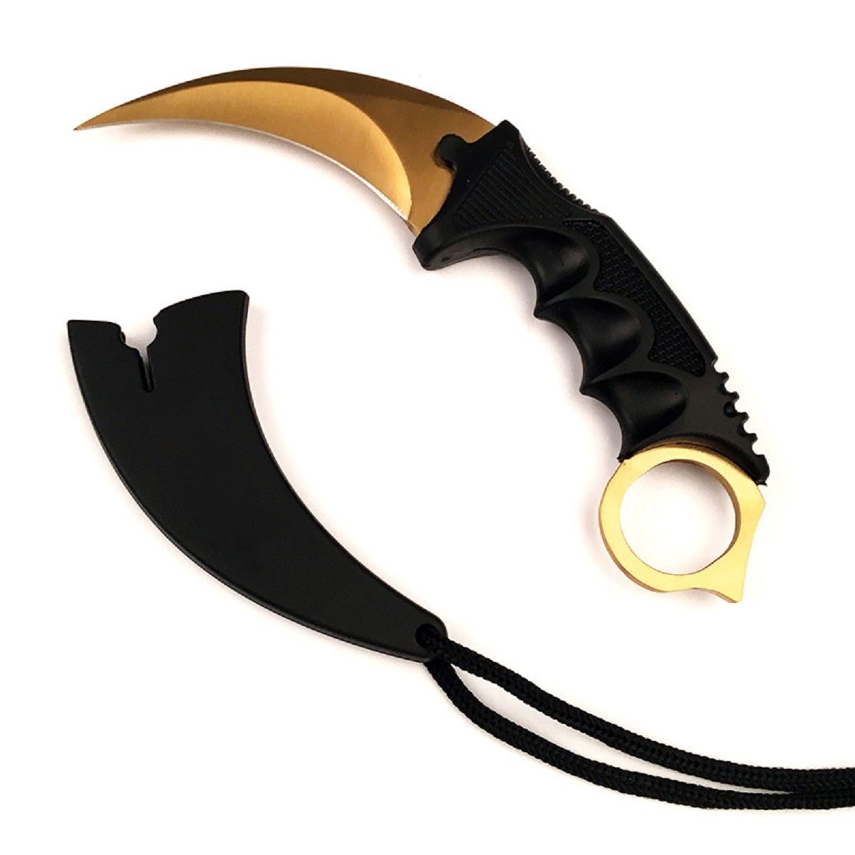 Cutit Karambit CS:GO Gold cu Teaca + Snur Incluse - eMAG.ro