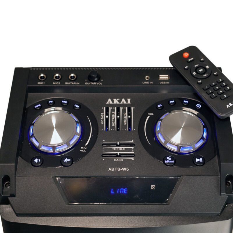 Boxa activa portabila AKAI, 400 W, Bluetooth, USB, AUX-in, Radio FM ...