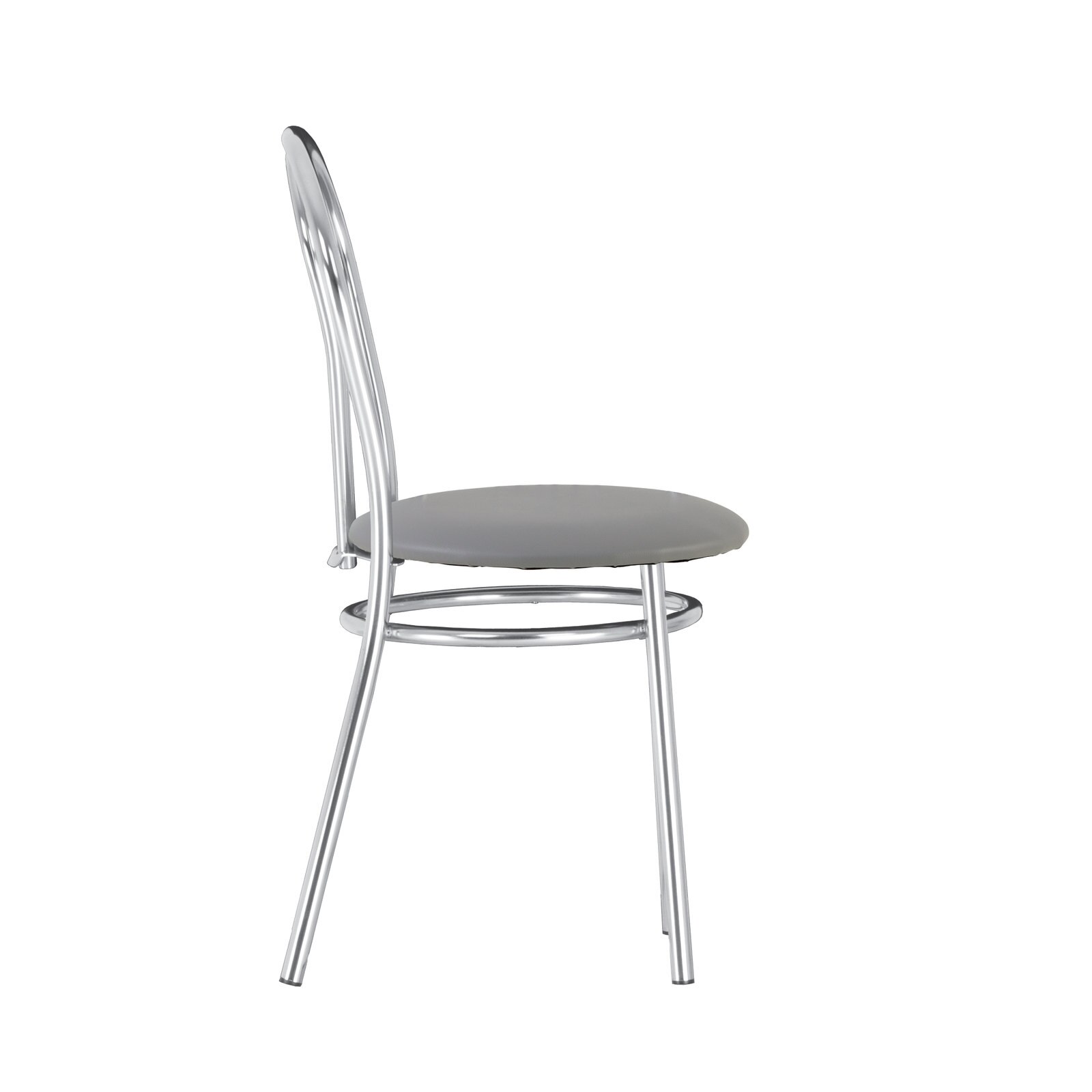 Scaun dining MF Tulipan, cadru cromat, PU, gri deschis - eMAG.ro