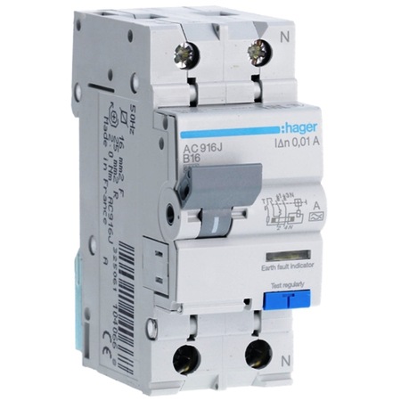 Disjunctor diferential 16A, 10mA, 1P+N AC916J - eMAG.ro