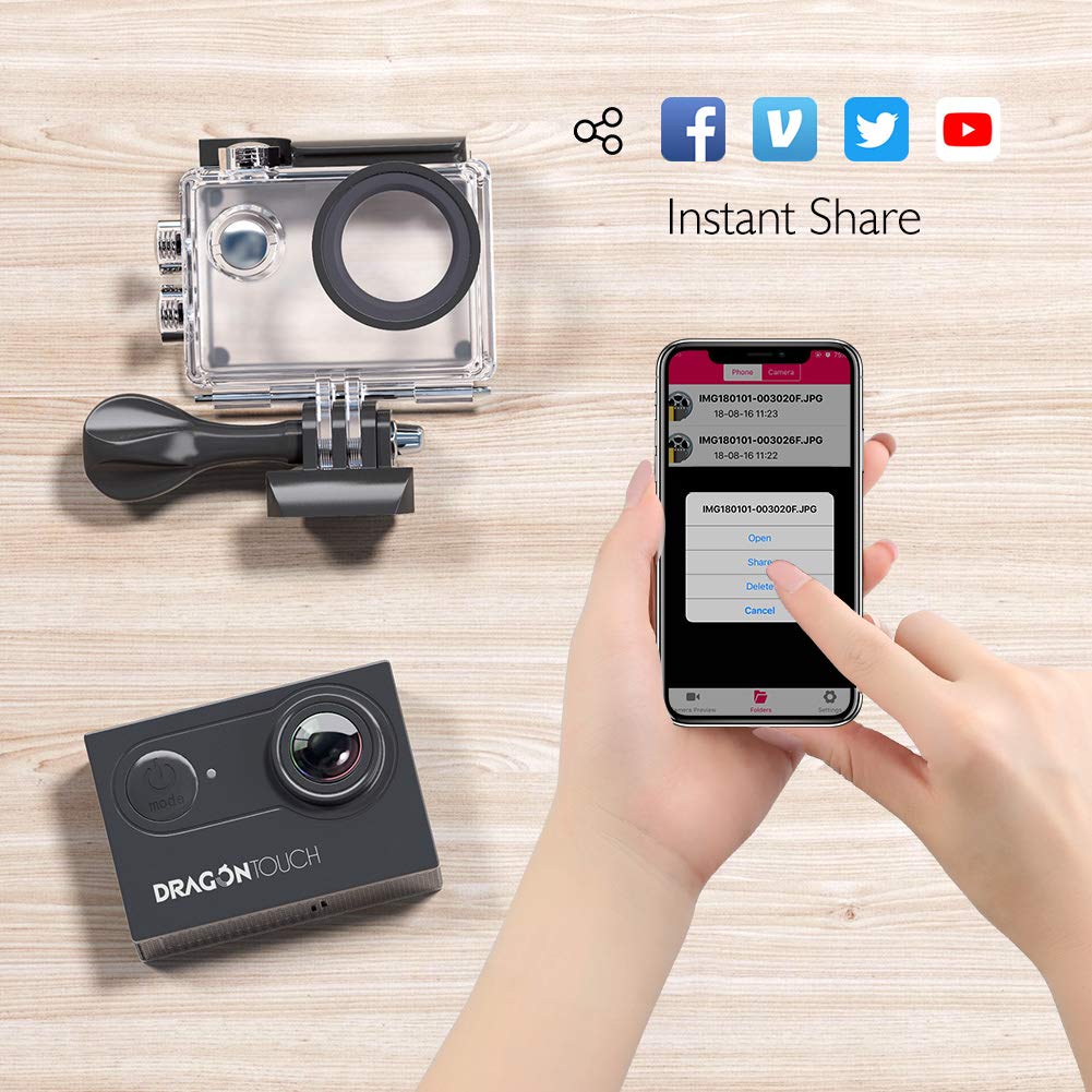 Dragon Touch Action Cam 4K sport videokamera, 2 elem, mikrofon ...