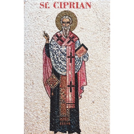 Icoana pe COAJA DE OU, " Sfantul CIPRIAN", Ecoart Movement, suport de ...