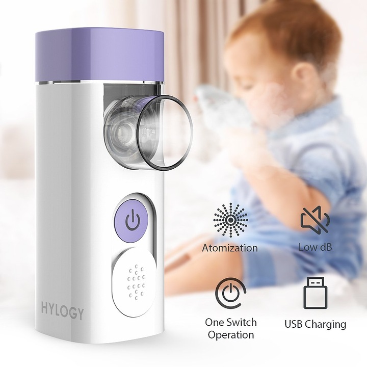 Aparat Aerosoli portabil, HYLOGY, Nebulizator, Inhalator, Silentios ...