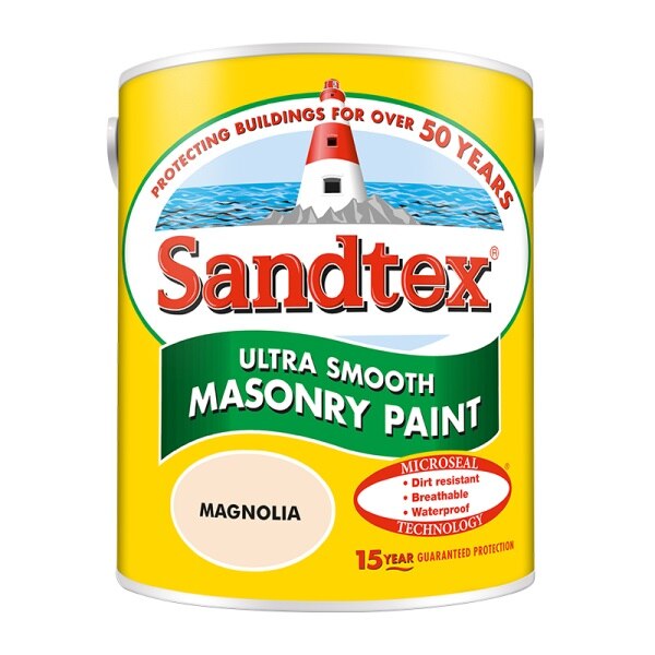 Фасадна боя Crown Sandtex Ultra Smooth Masonry paint Magnolia, 5л ...