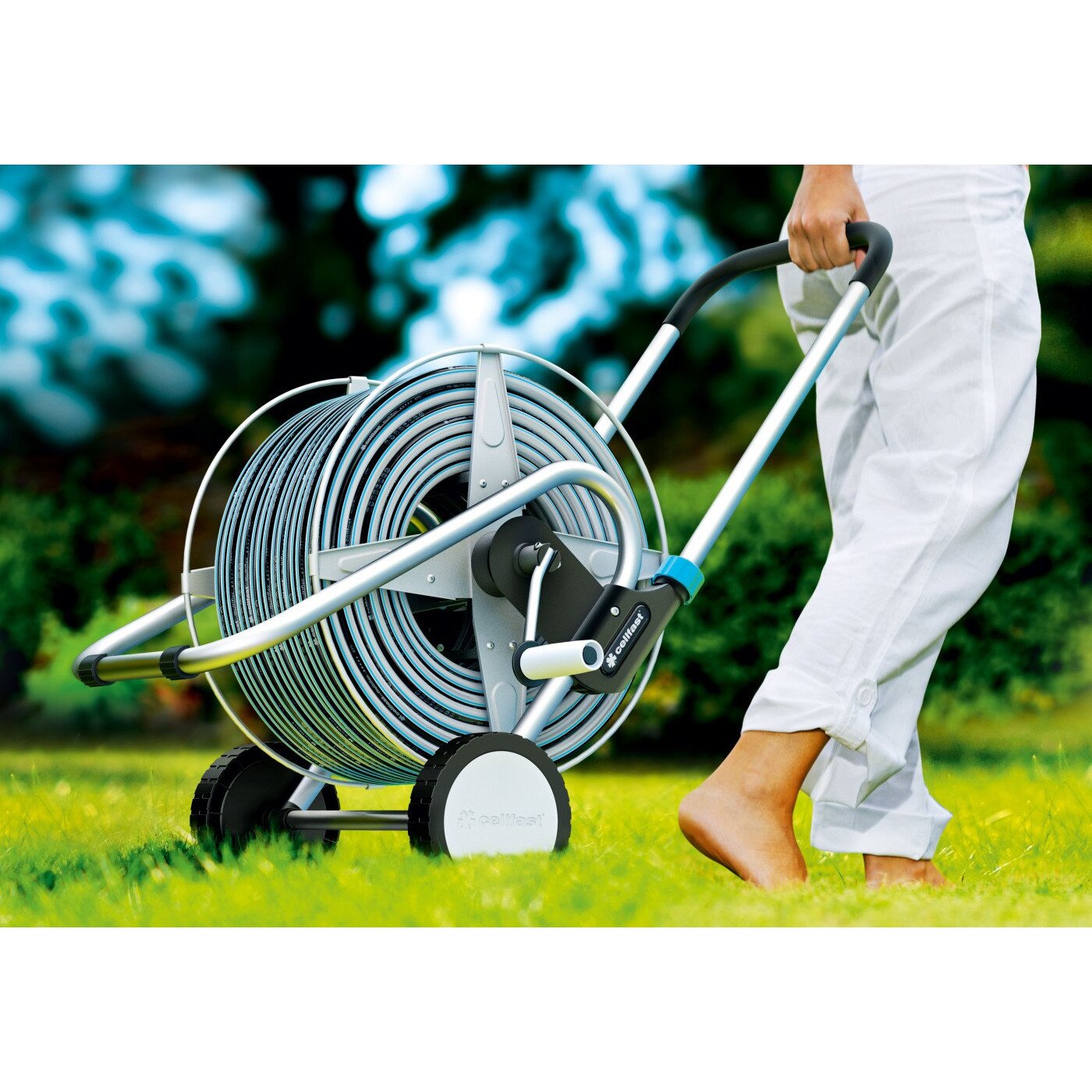 Set furtun gradina Multiflex 50m cu pistol stropit ERGO + carucior ...