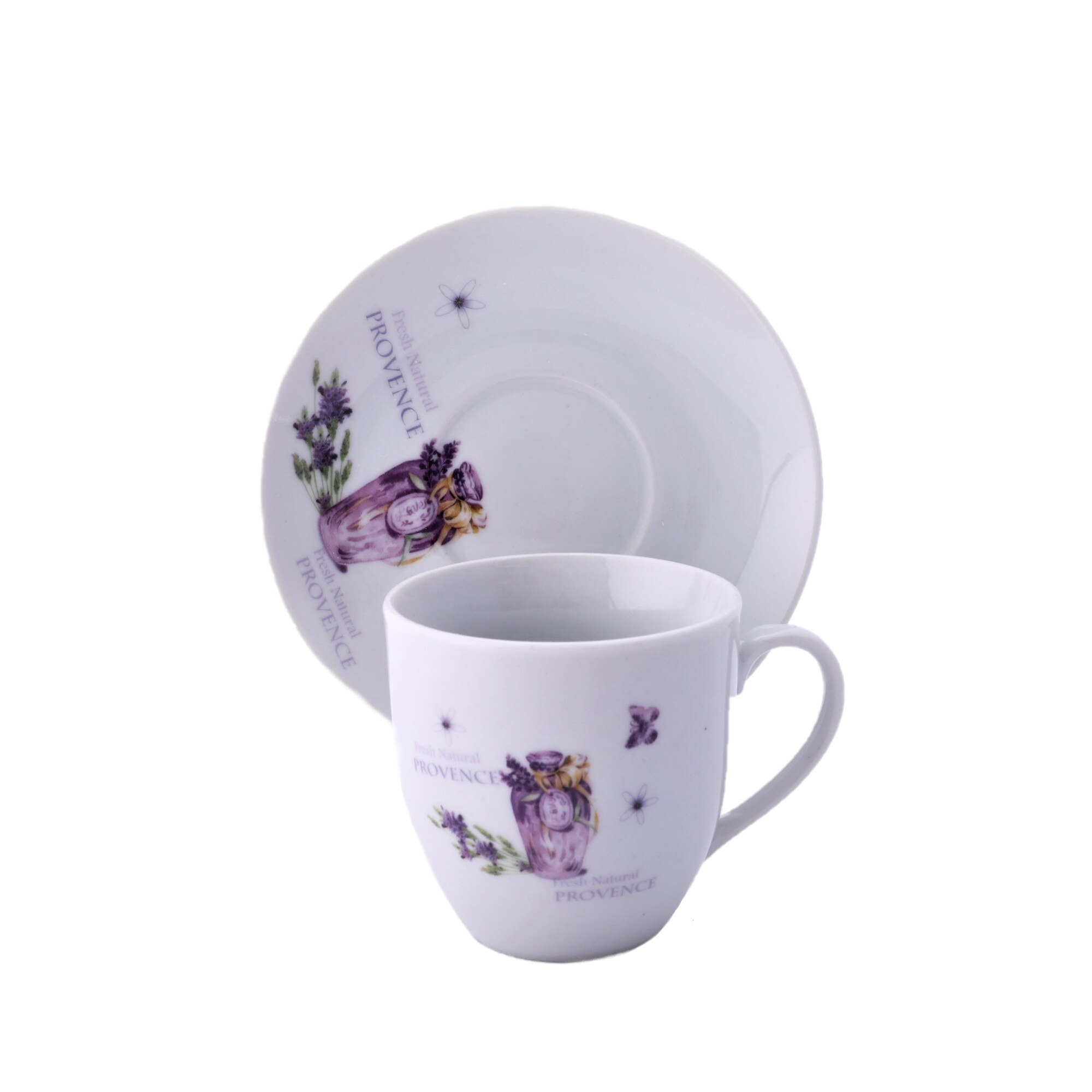 Set cesti de cafea MALOOKI, 6 cesti+ 6 farfurioare, lavanda - eMAG.ro
