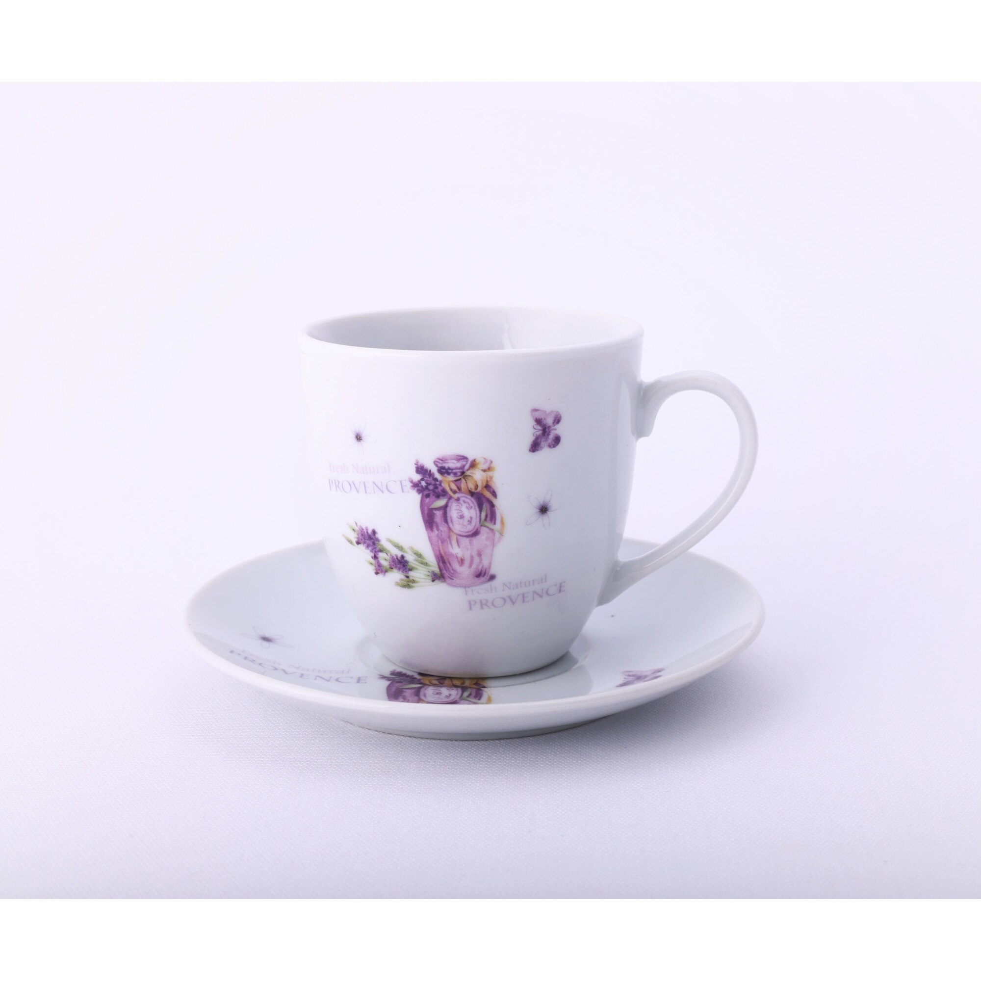 Set cesti de cafea MALOOKI, 6 cesti+ 6 farfurioare, lavanda - eMAG.ro