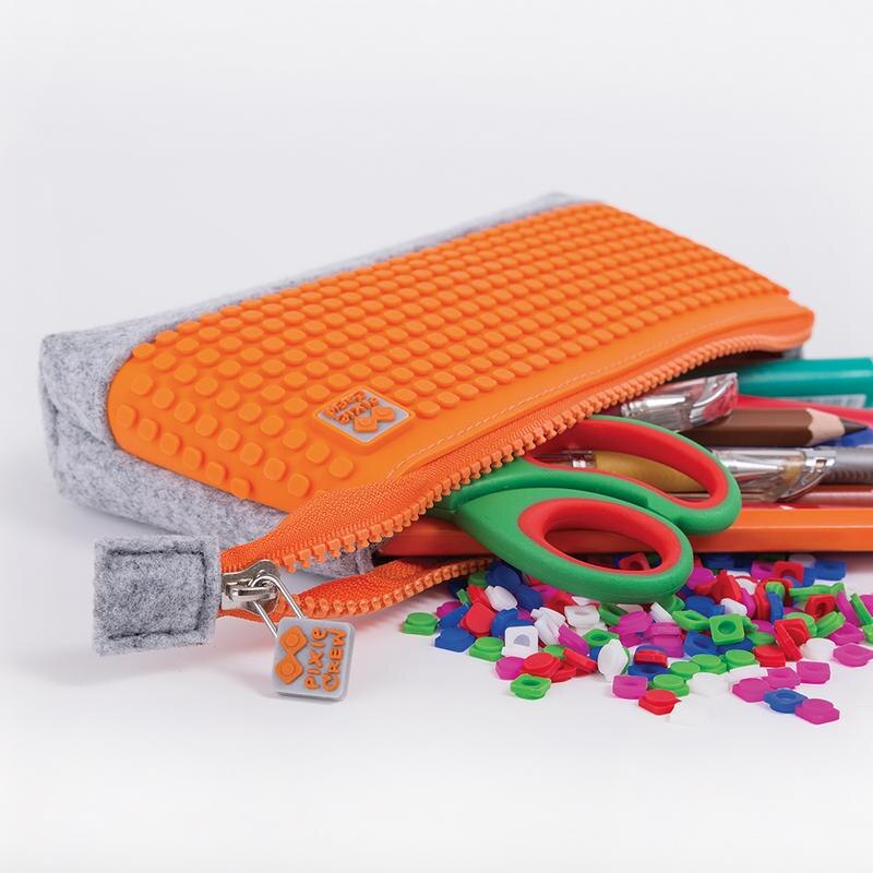 Несесер за моливи Pixie PXA-01, сиво/ оранжево - eMAG.bg