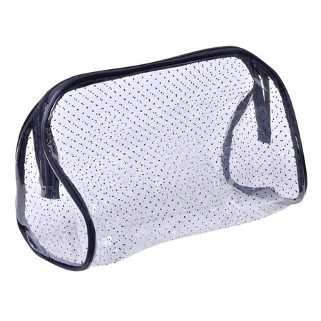 Portfard, model transparent cu buline si fermoar negru, 28,5x17x11 cm ...