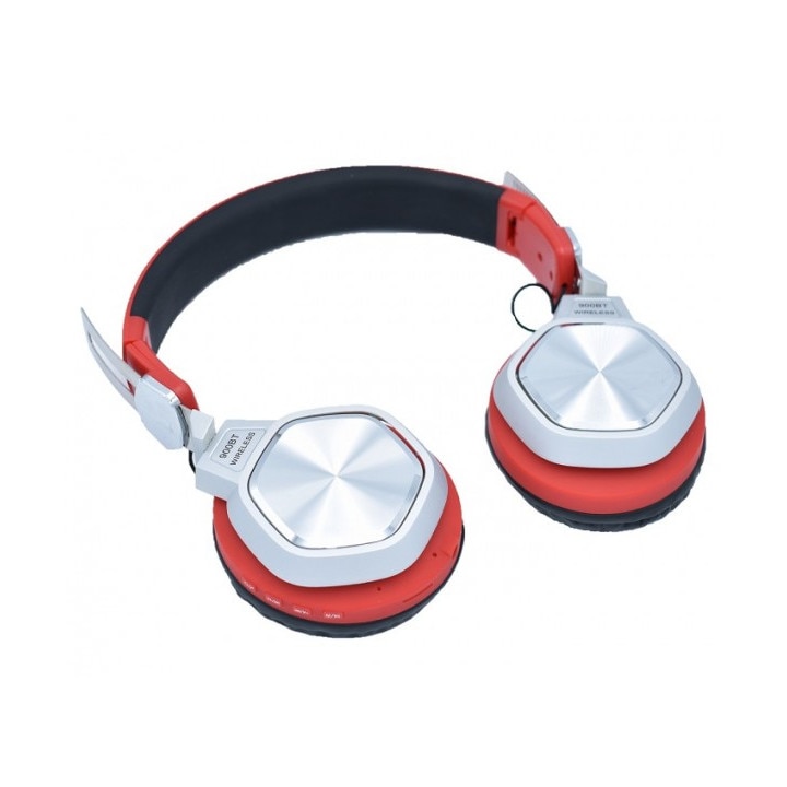 JB-900 bluetooth fejhallgató mikrofonnal, rádio fm, SD kártya, piros ...