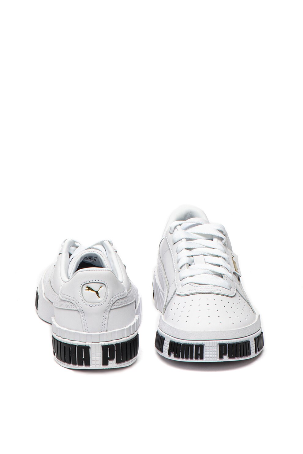 Puma, Спортни обувки Cali Bold от кожа с релефно лого, Бял, 3.5 - eMAG.bg