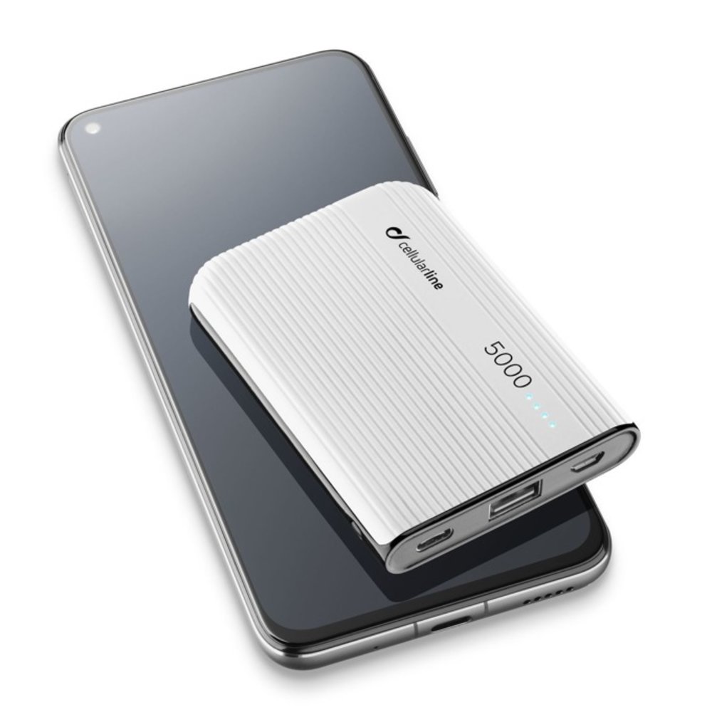 Външна батерия/power bank/ Cellularline PowerTank, 5000 mAh, бяла - eMAG.bg