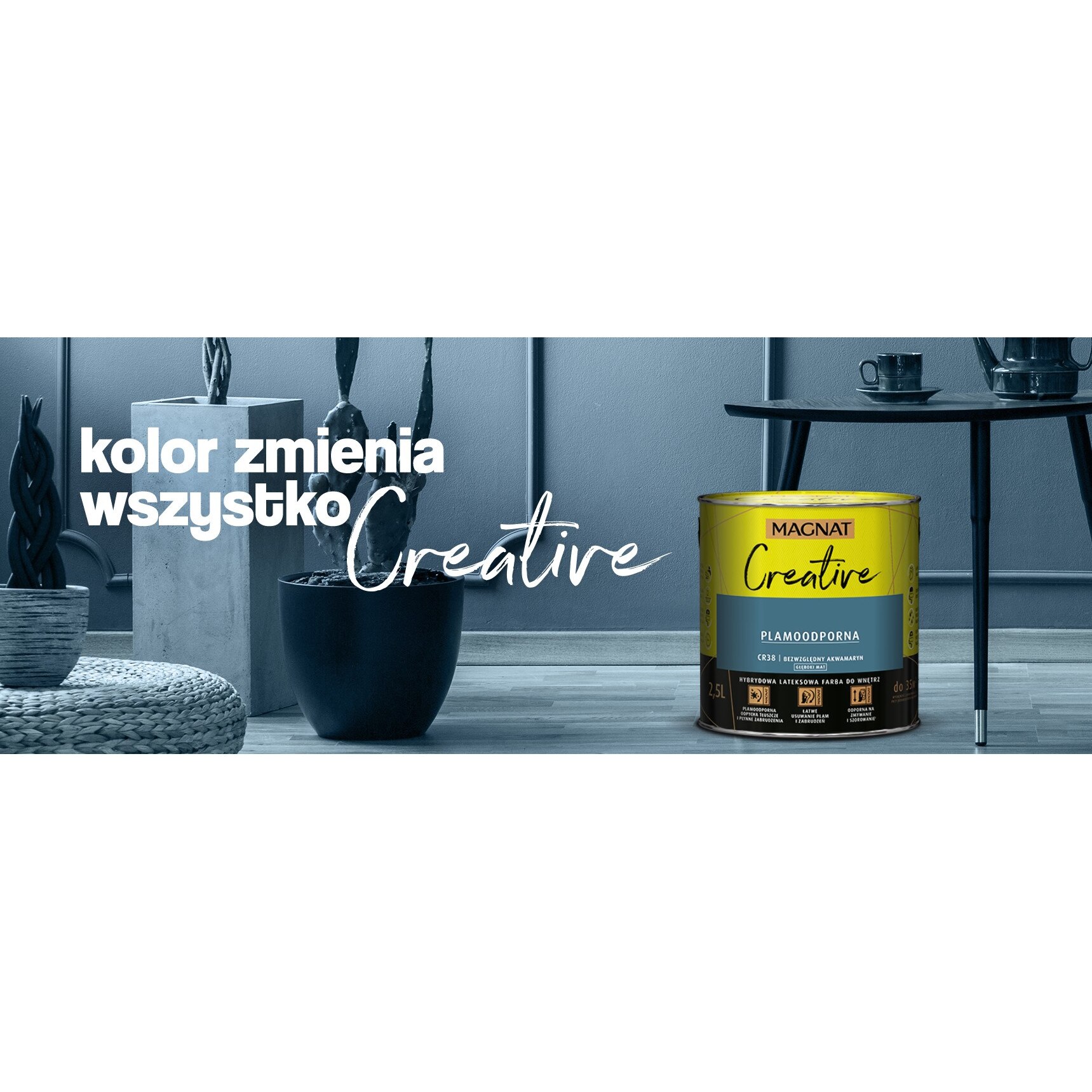 Vopsea mat latex, antireflexiva MAGNAT CREATIVE WHITE, 2,5l - eMAG.ro