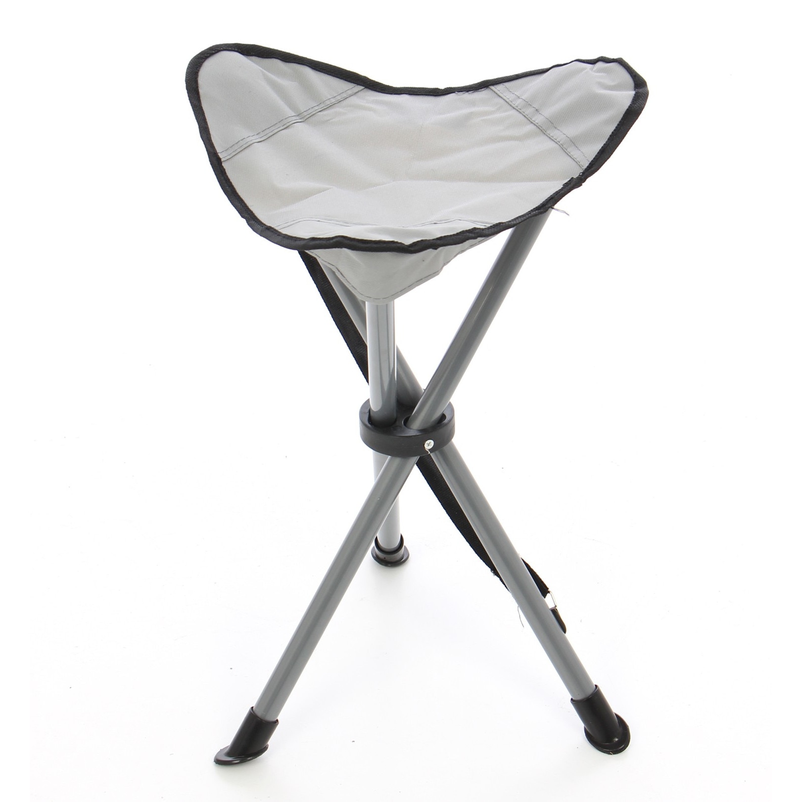 Taburet camping pliabil, gri, cadru otel, poliester, impermeabil ...