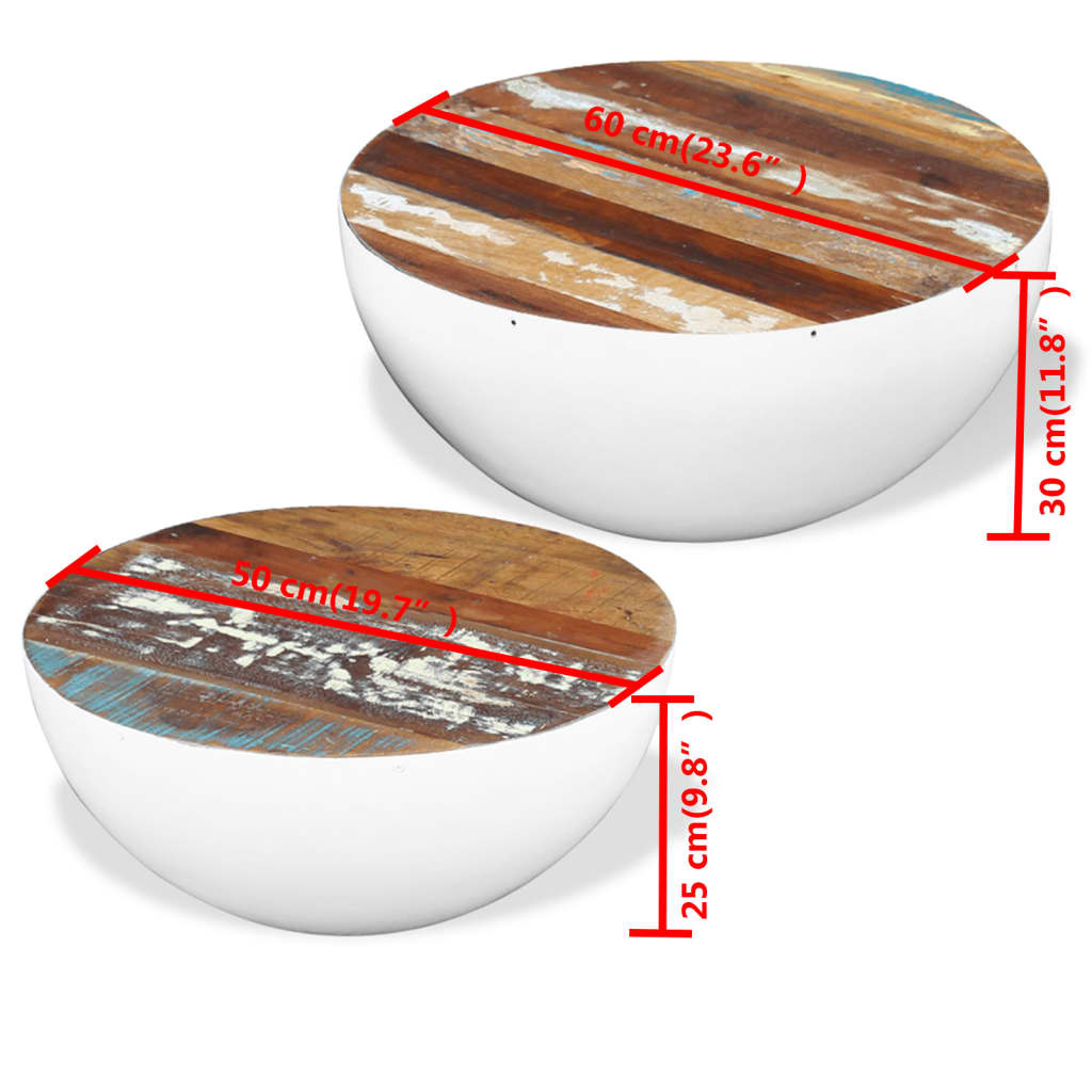 Masuta de cafea din lemn masiv reciclat, vidaXL, Maro cu alb, 60 x 30 ...
