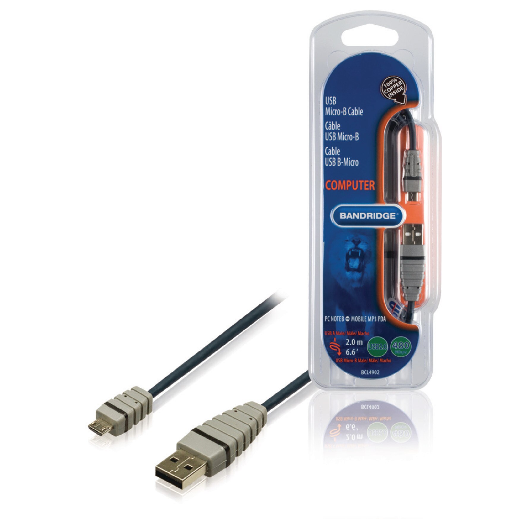 Cablu BANDRIDGE USB A tata -> Micro B tata 2.0 m - eMAG.ro