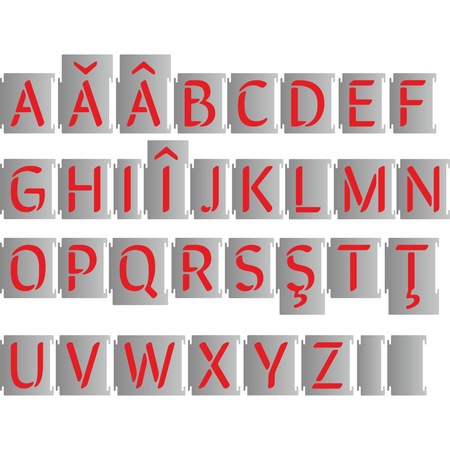 Set sabloane vopsire din metal zincat - font MSL23 100mm - litere - 33 ...