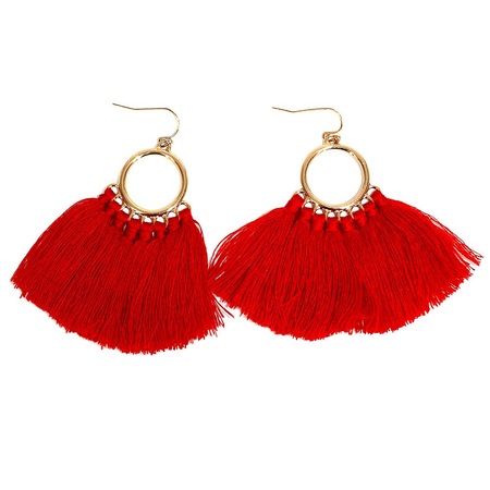 Cercei cu ciucuri rosii 201,Sic Moda - eMAG.ro