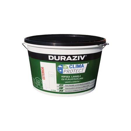 Vopsea Superlavabila pentru Exterior Duraziv Clima Protect® cu Kauciuc®, Alba, 2.5L - eMAG.ro