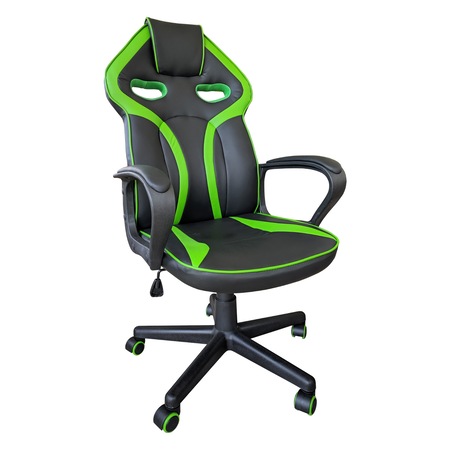 Scaun gaming B102 negru verde, piele ecologica - eMAG.ro
