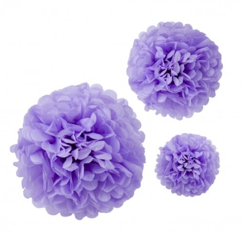 Set 3 pom-pom-uri, din hartie de matase, Mov - eMAG.ro