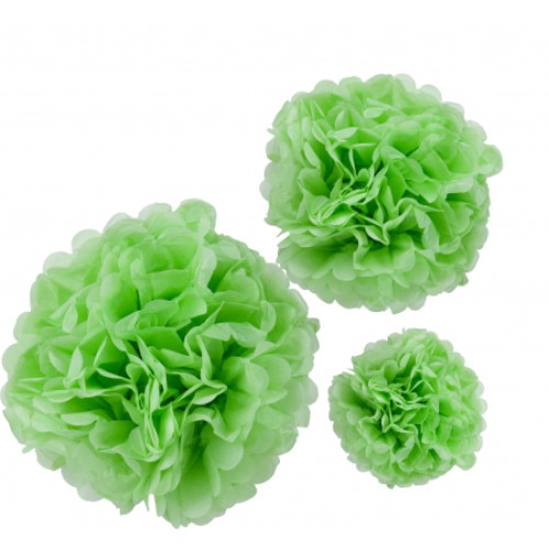 Set 3 pom-pom-uri, din hartie de matase, Verde - eMAG.ro