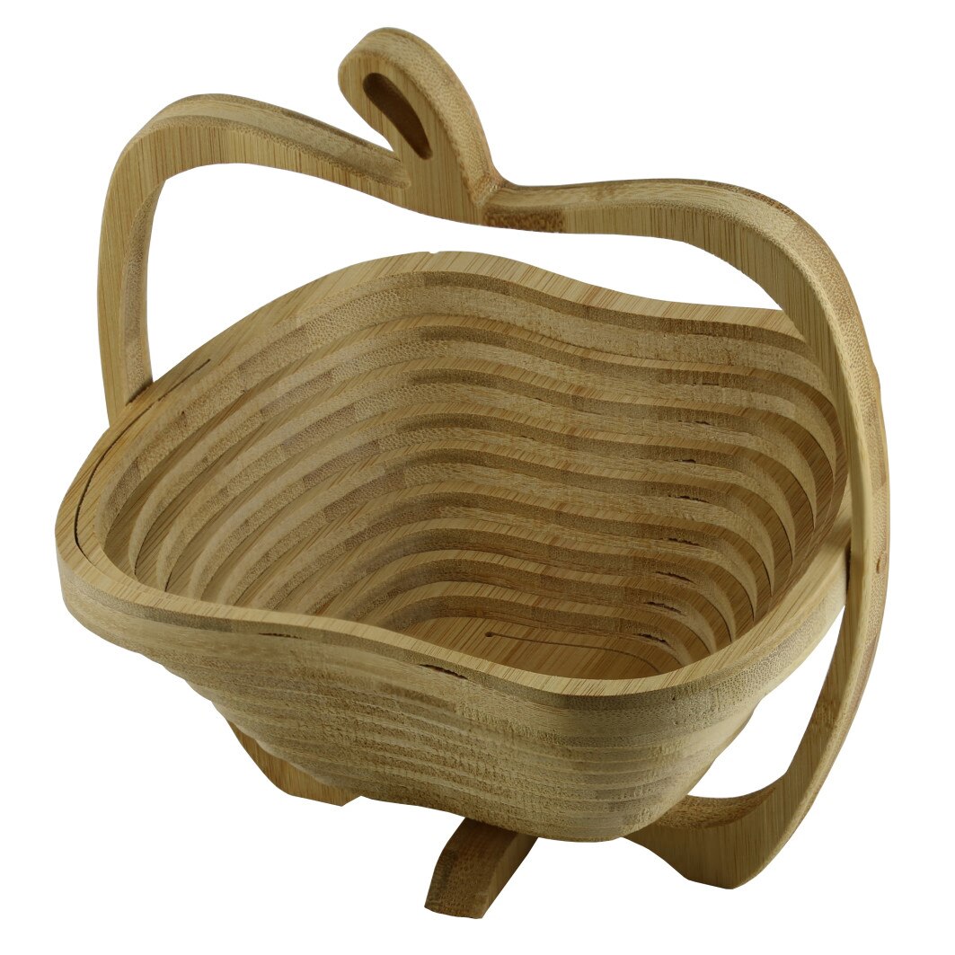 Cos de fructe OnemisFlot, MAR, pliabil, din bambus, 22 x 20 cm, 2 in 1 ...