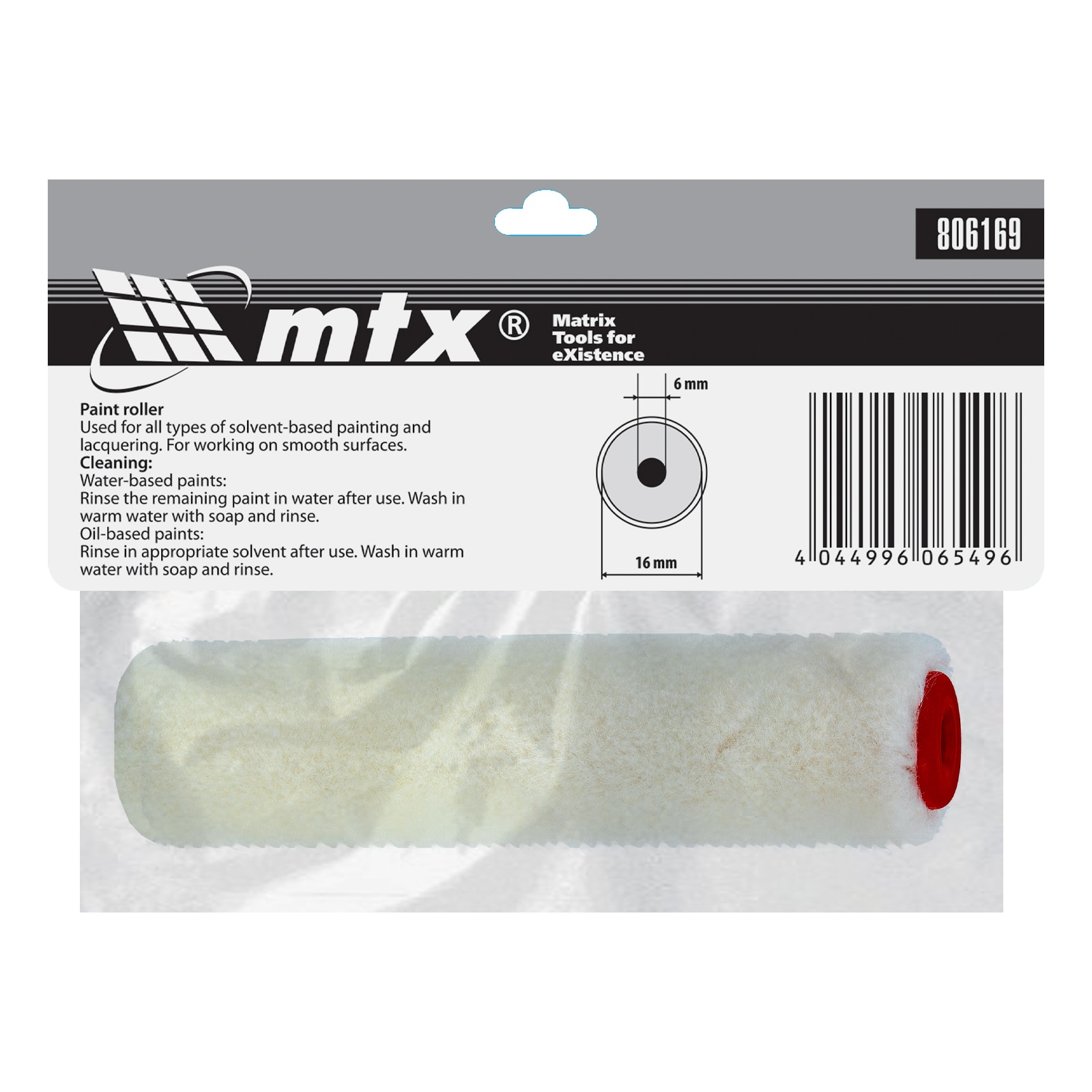 Rola trafalet mini "Velour", 100 mm, fibre 4 mm, D 16 mm, pentru maner ...