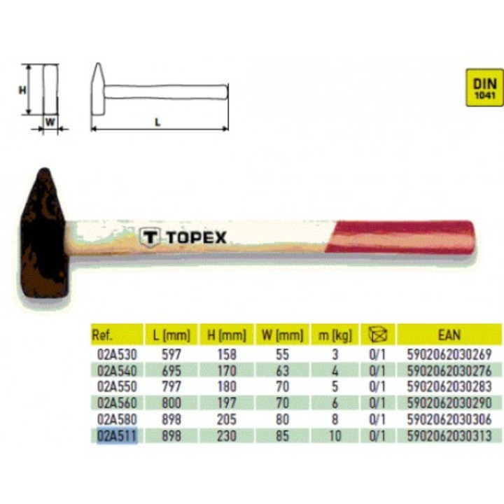 Дърводелски чук/лакатус TOPEX 10 кг 02а511 - eMAG.bg