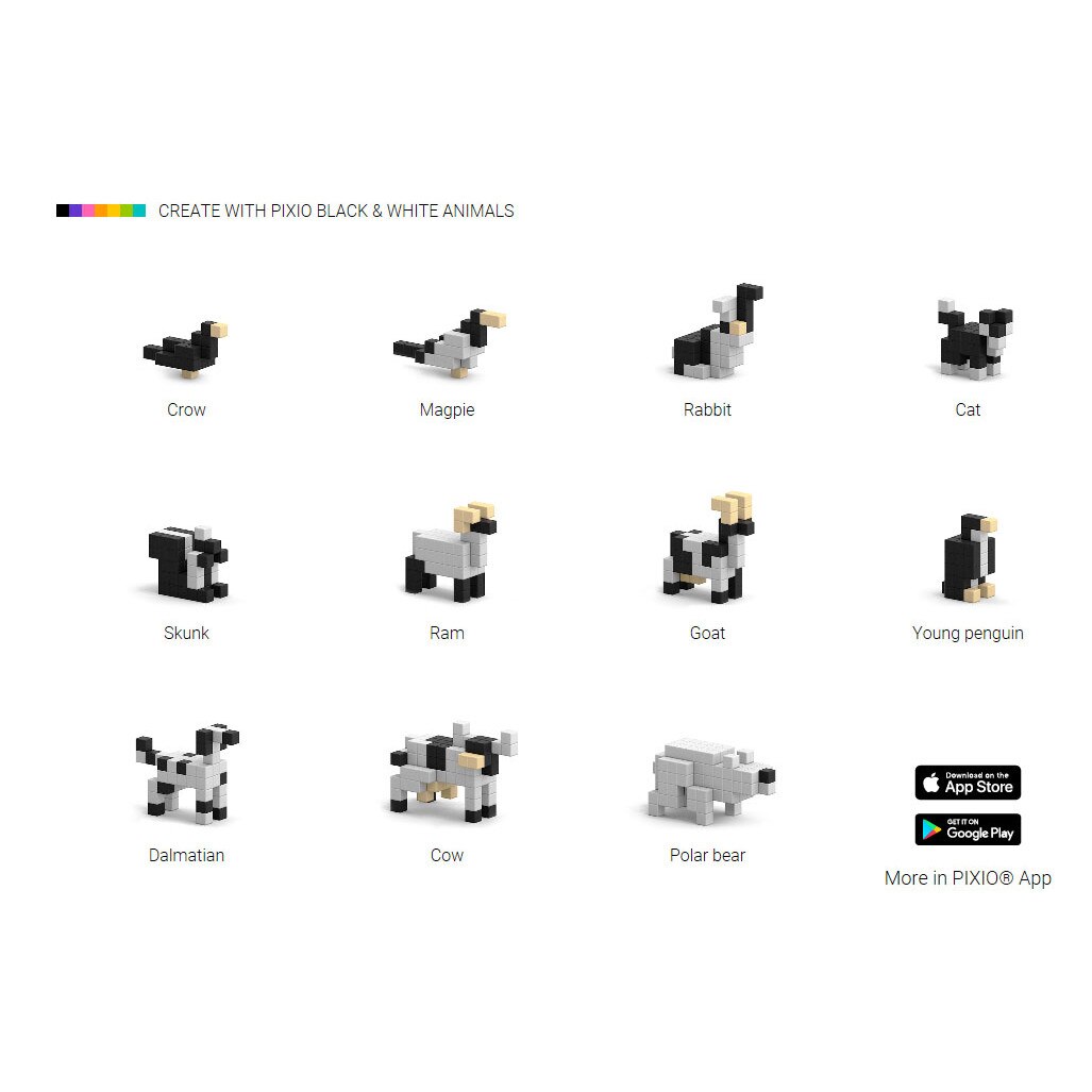 Klocki Pixio Black & White Animals 195 Story Series - eMAG.ro