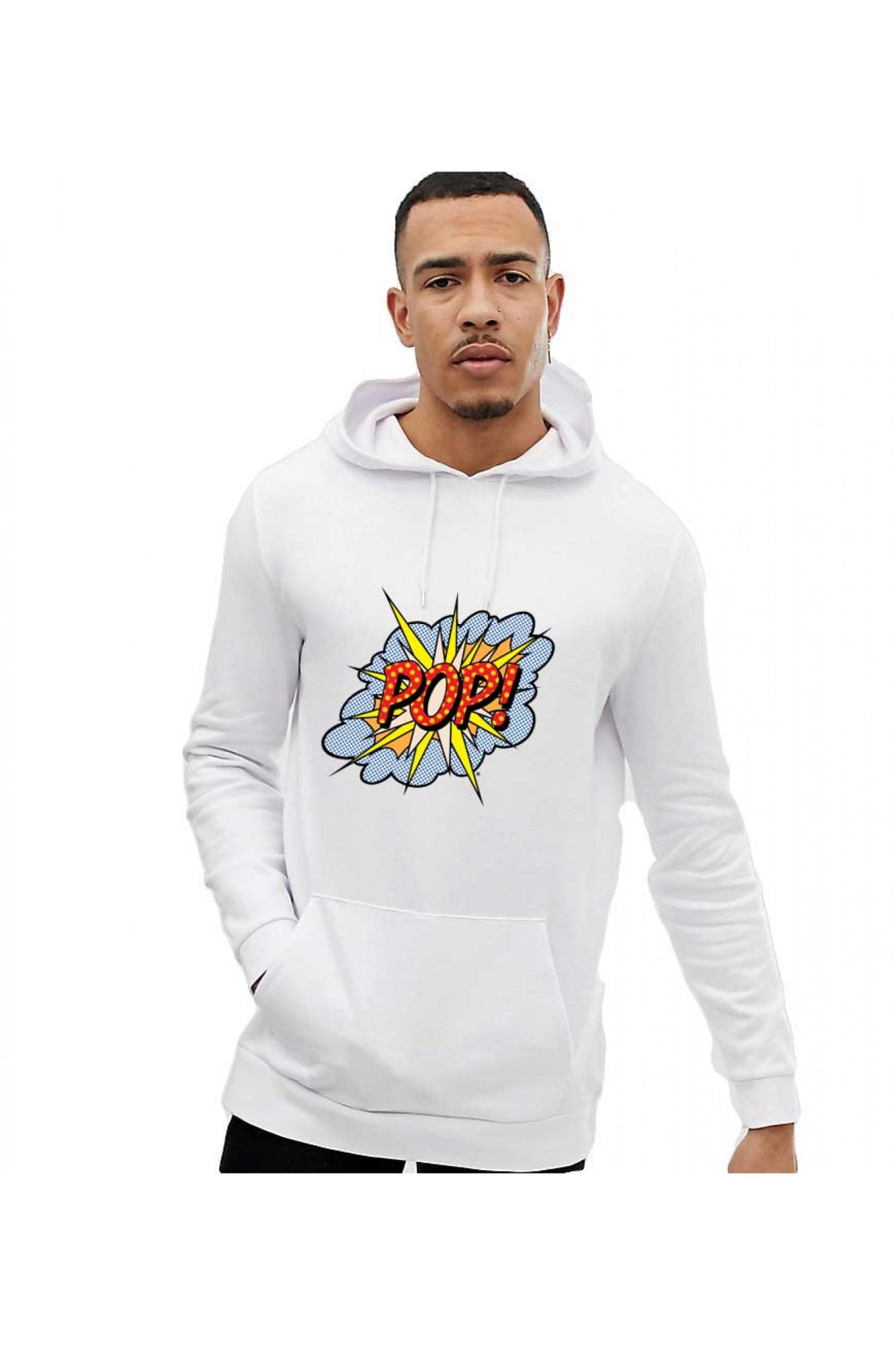 Hanorac Barbati Alb - POP, M - eMAG.ro