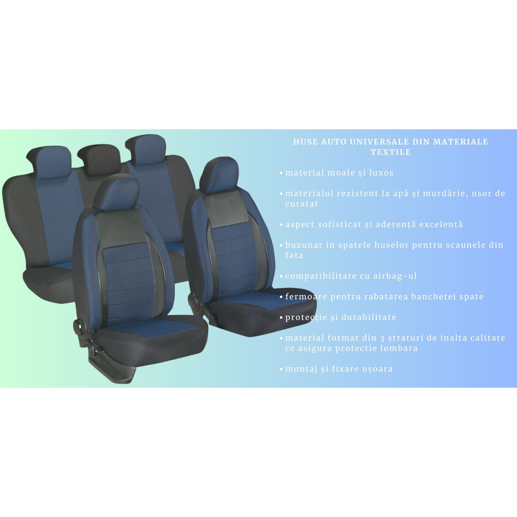 Set huse scaune auto Smartic®, Elegance, 11 piese, compatibile cu ...