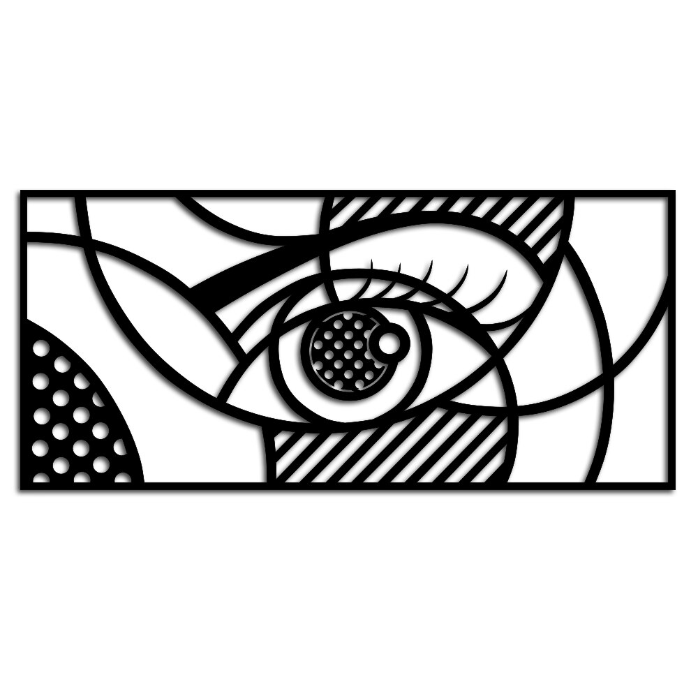 Decoratiune moderna de perete Eye, FD Studio, 100/45 cm, MDF negru ...