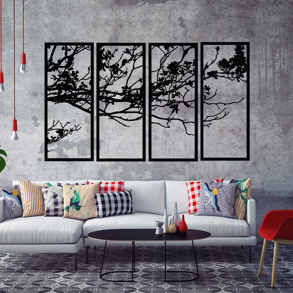 Decoratiune moderna de perete, FD Studio, 100/70 cm, MDF negru, grosime ...