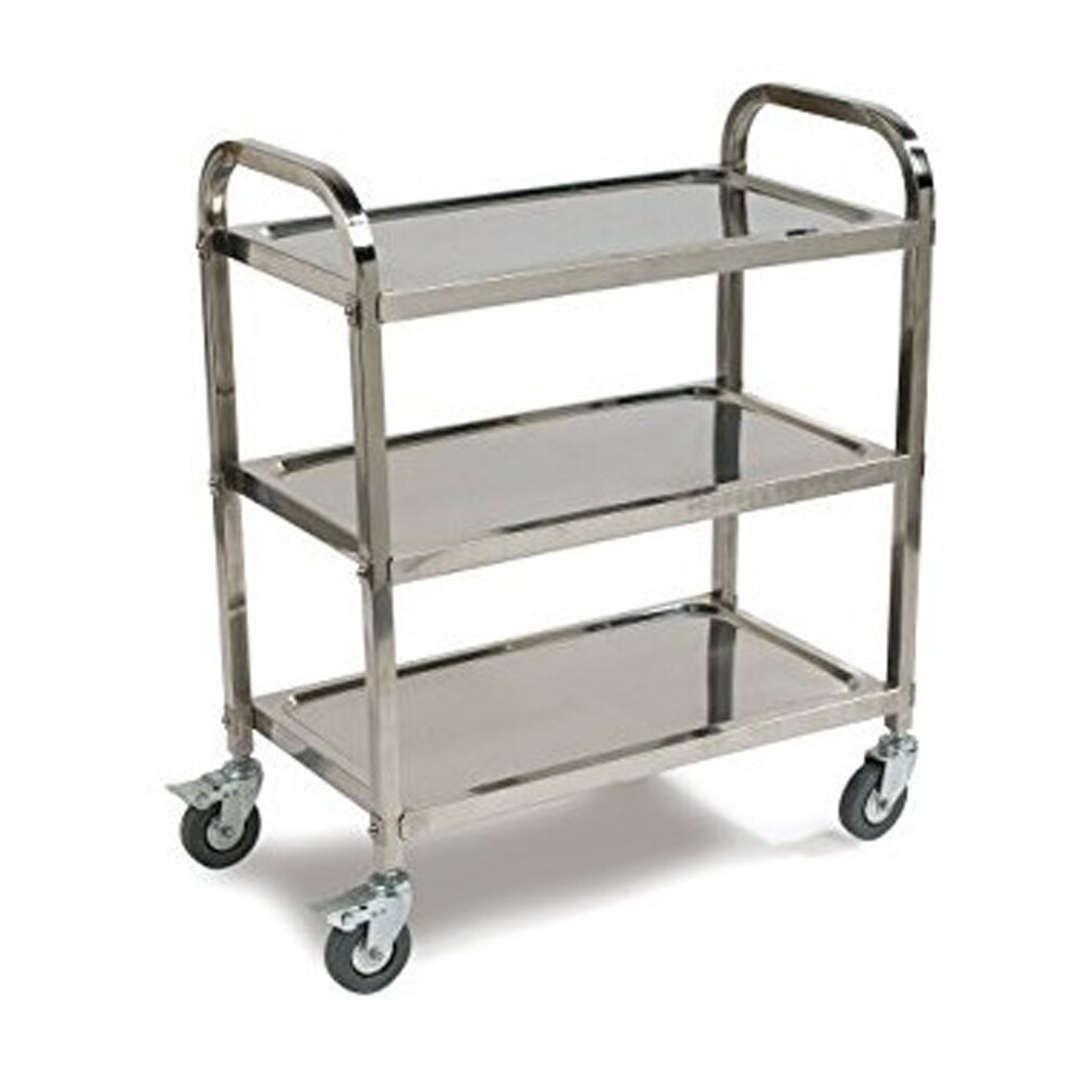 Carucior de servire din inox cu 3 polite, 4 roti pivotante, GTG INOX ...