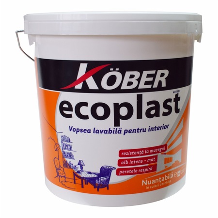 Vopsea lavabila alba de interior 20 L, Ecoplast - eMAG.ro