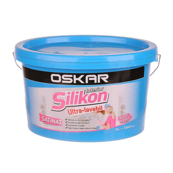 Vopsea lavabila alba, interior / exterior 10 L, Oskar Silikon - eMAG.ro