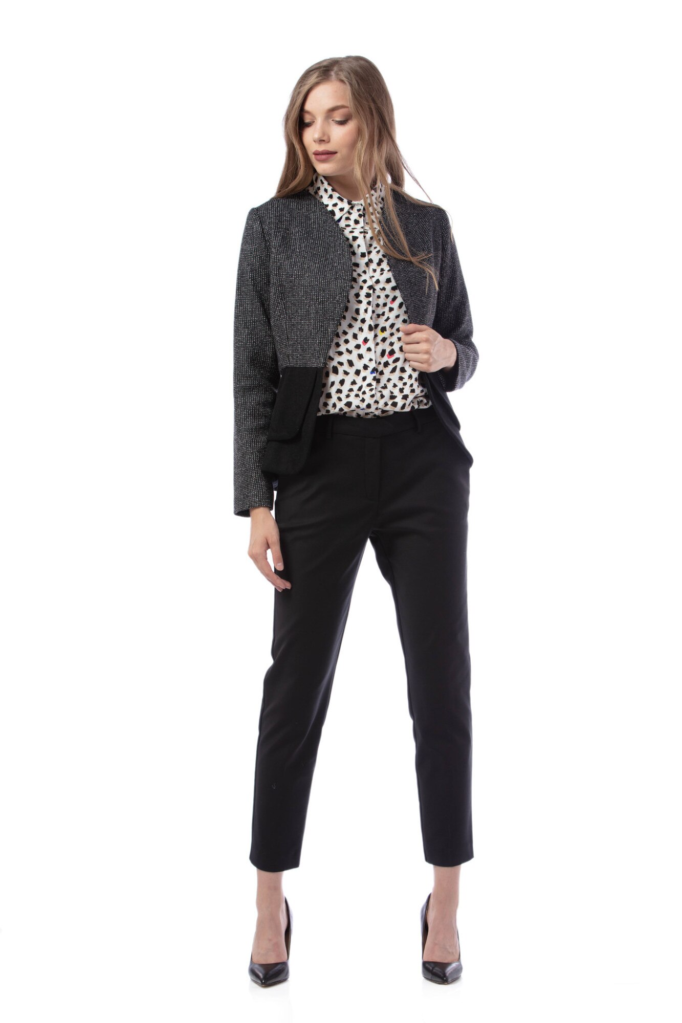 Sacou office, multicolor, din lana 44EU, Tonia - eMAG.ro