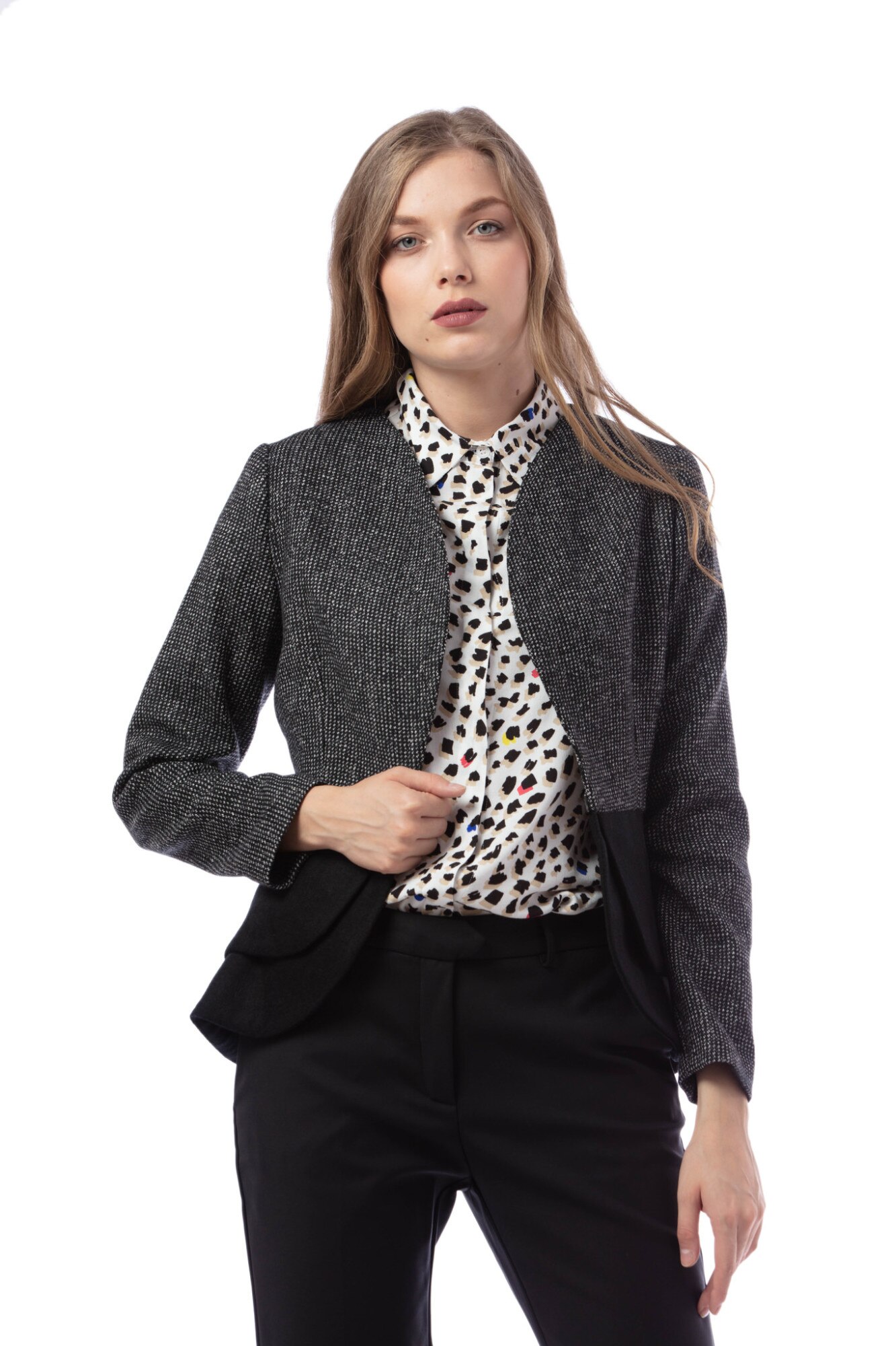 Sacou office, multicolor, din lana 44EU, Tonia - eMAG.ro