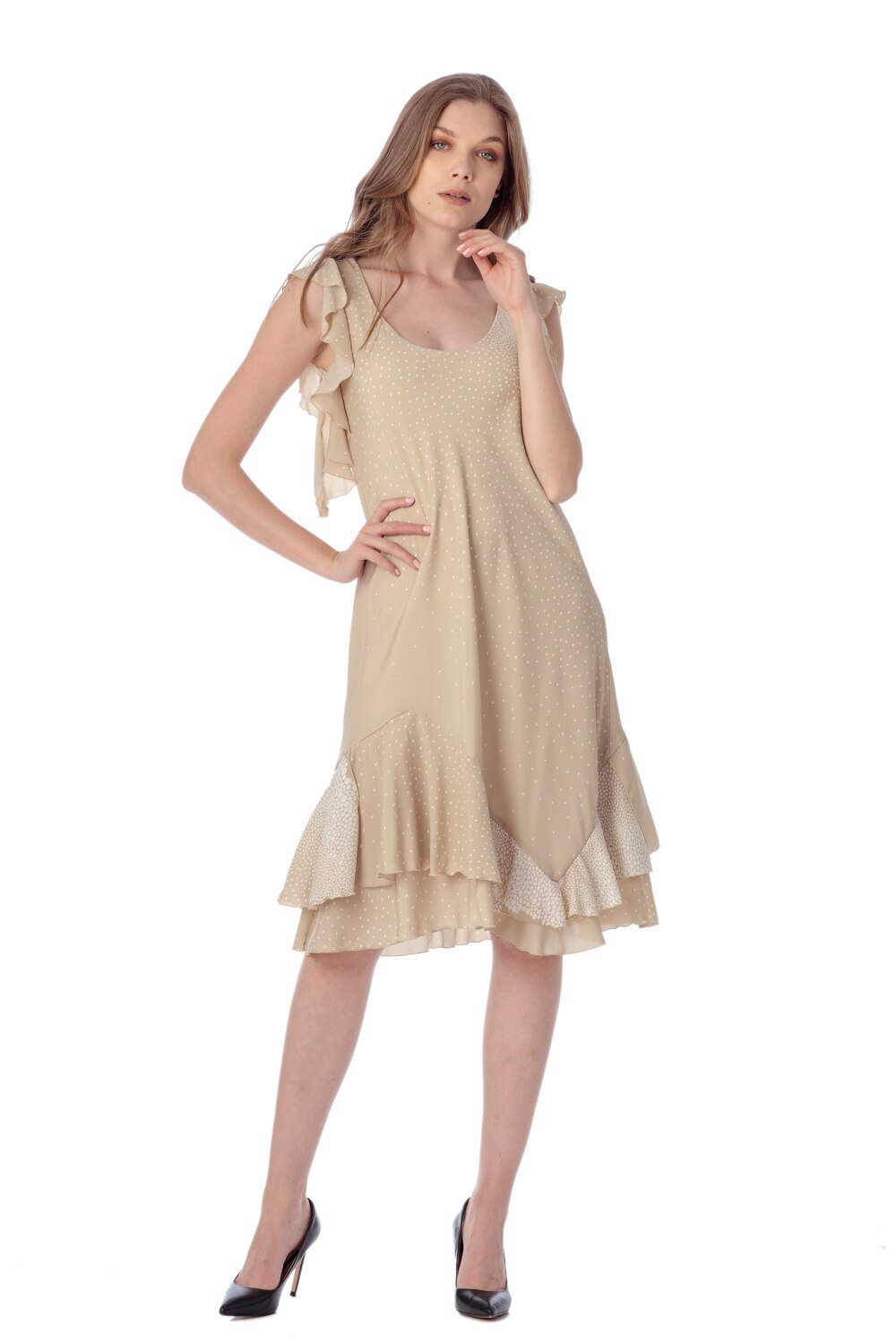 Rochie eleganta, cu volane, 38EU, Yvette - eMAG.ro