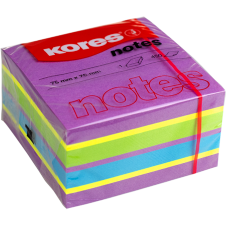 Notes adeziv Kores Spring, 75x75 mm, 450 file, neon mixt - eMAG.ro