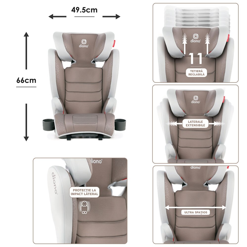 Scaun Auto 15-36 kg cu Prindere Isofix Diono Monterey 2CXT Fix Gray ...
