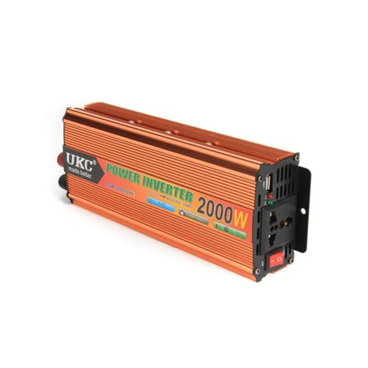 Инвертор на напрежение UKC Automat преобразувател 12V DC- 220V AC - 2000W - eMAG.bg