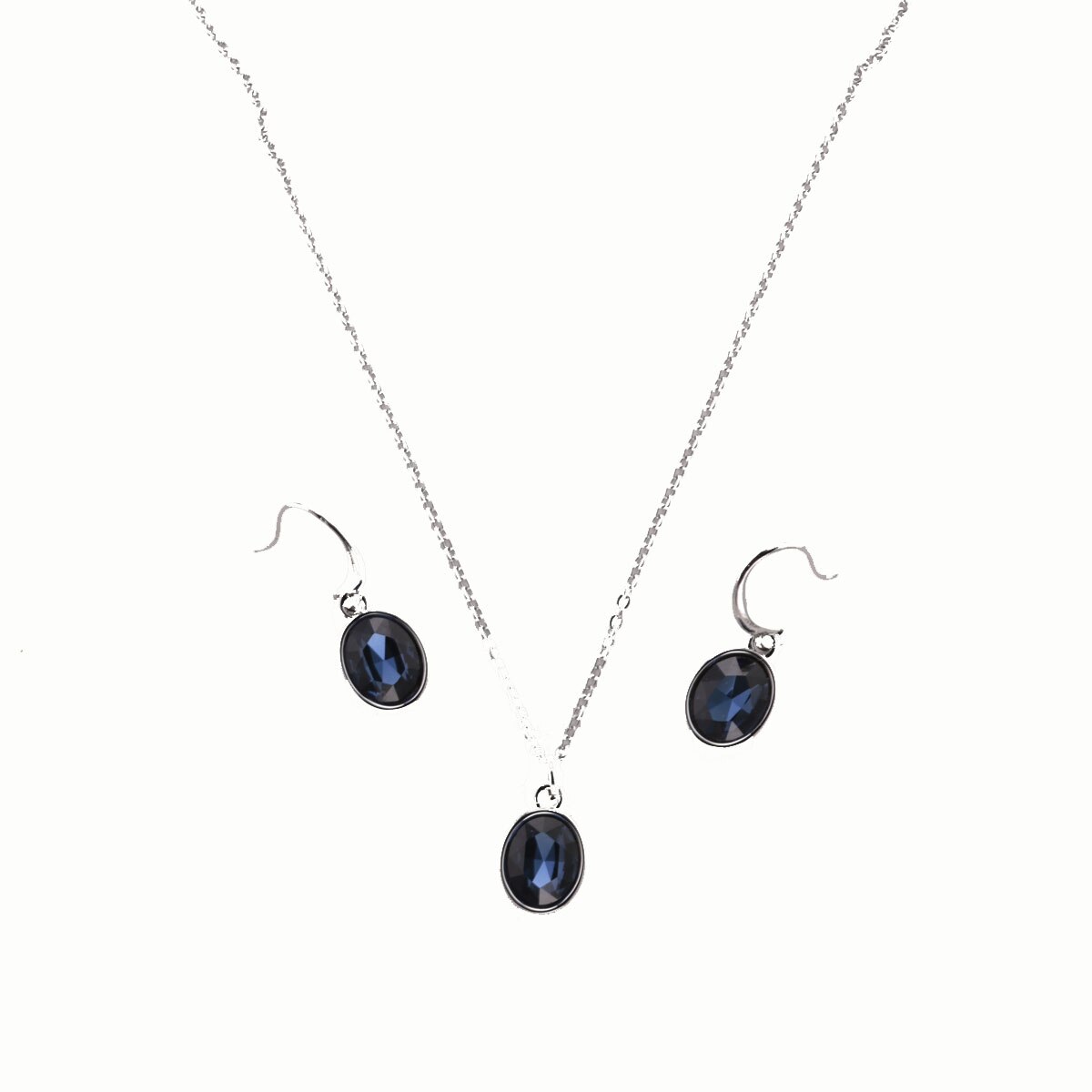 Комплект колие и обеци Grizina GR67, Родиево покритие, Камъни - eMAG.bg