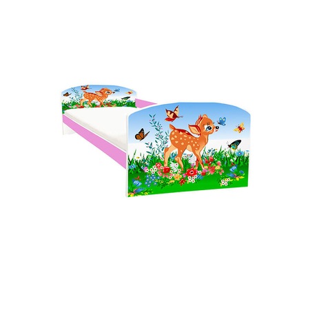 Pat copii Bambi roz 144x75x58 cm - 2-8 ani - eMAG.ro